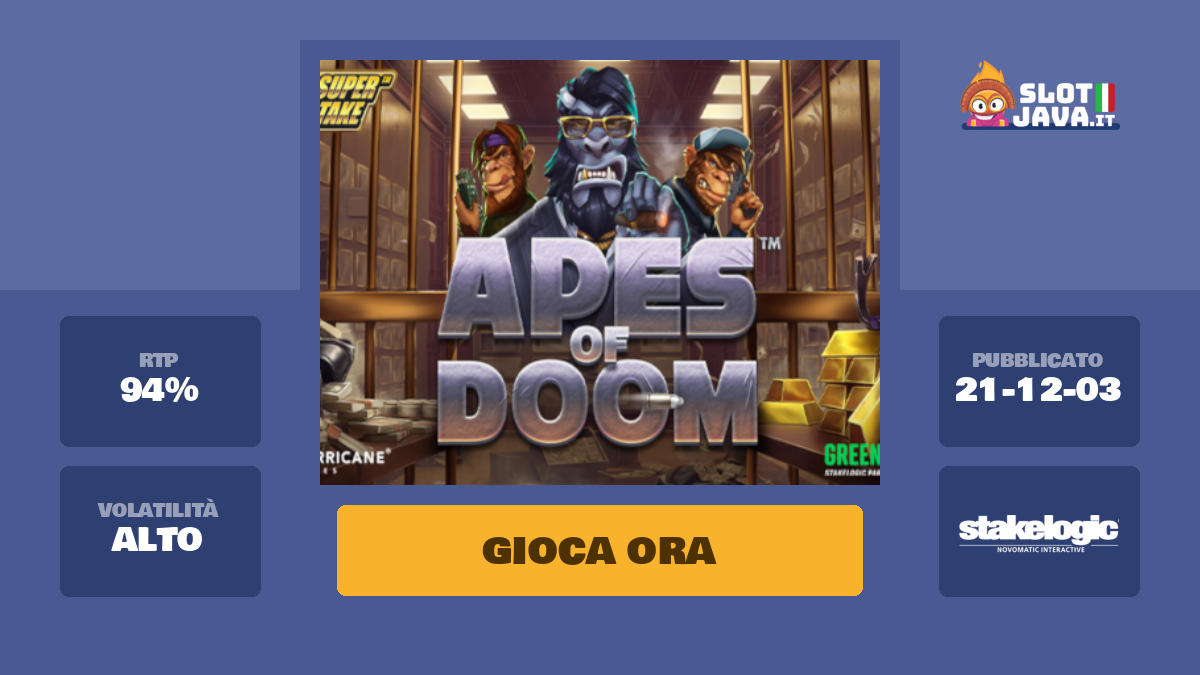 Apes of Doom Slot Machine Online – Gioca Gratis