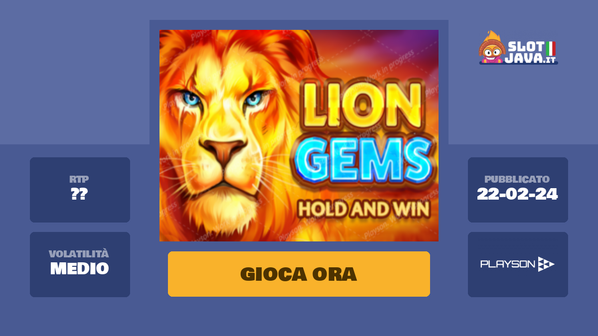 Lion Gems Hold and Win Slot Machine Online – Gioca Gratis